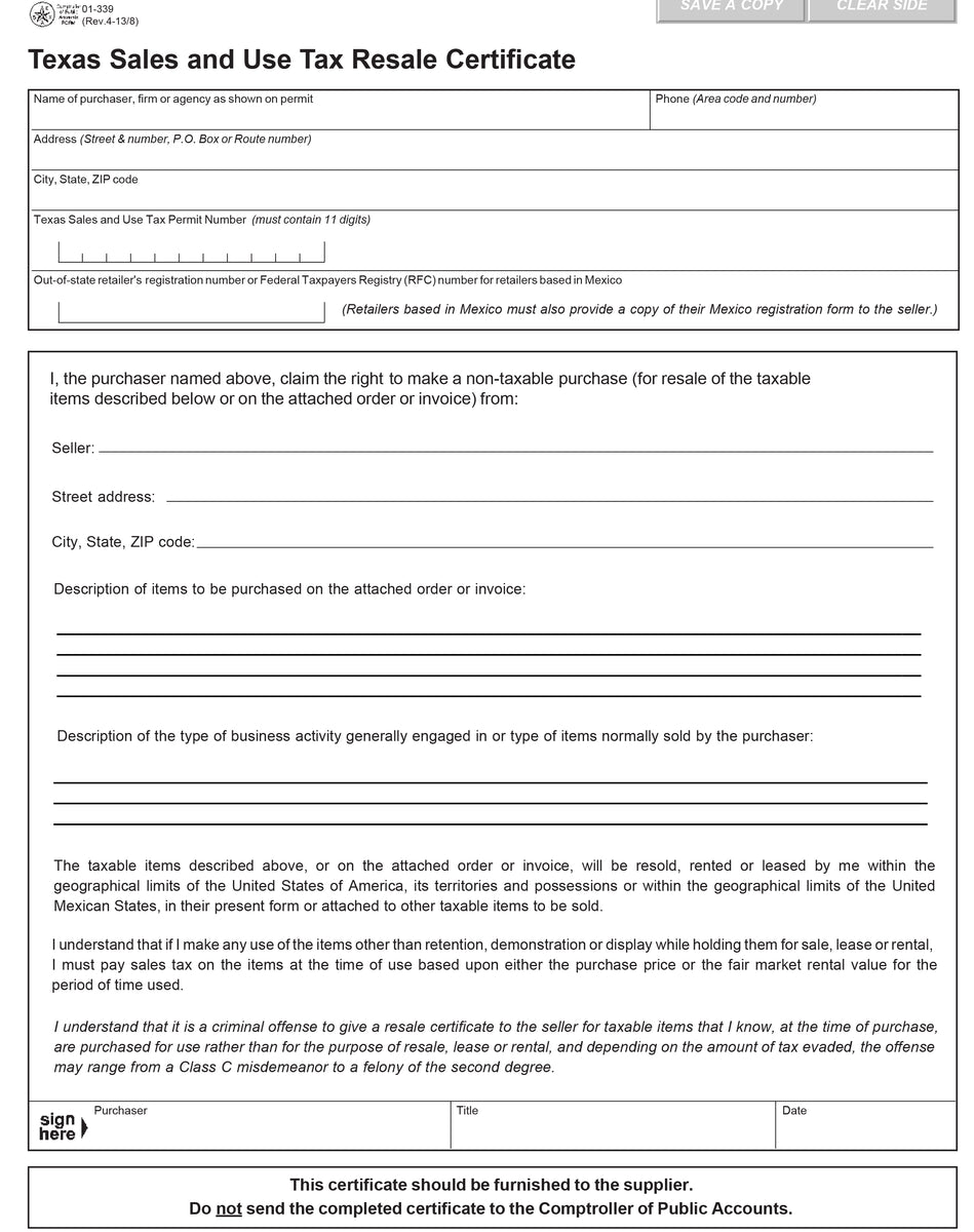 Texas Resale Certificate – Ladycharmonline.com