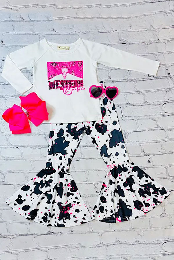 "WESTERN BARBIE" cow print 2pc girls set XCH0010-1H (A5S8)/CLE ...
