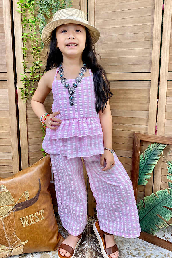 Pink & white checkered girls 2pcs set DLH2411 (A7S5) – Ladycharmonline.com