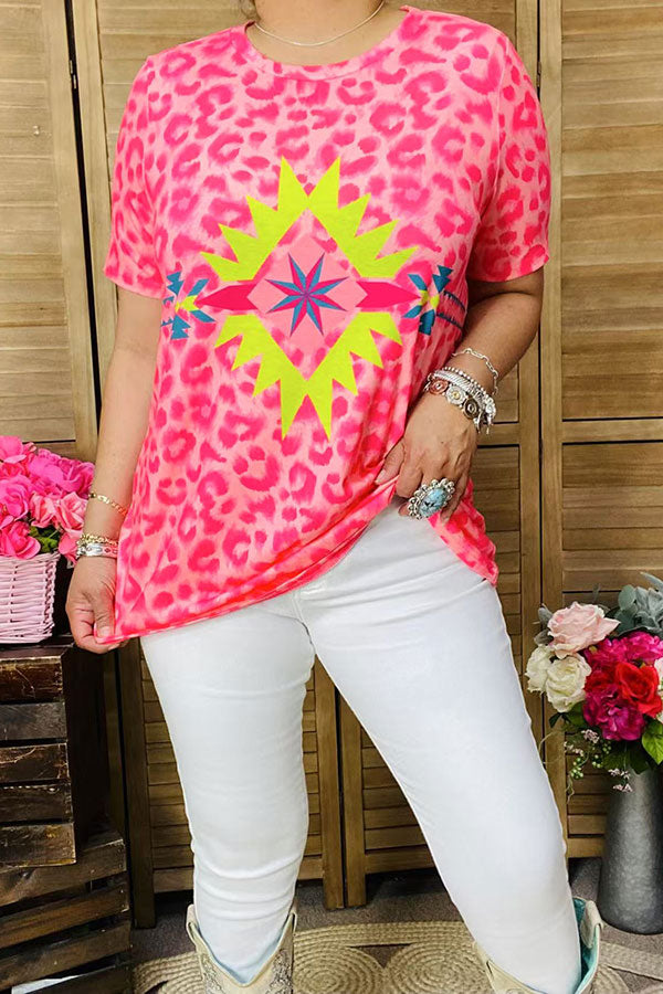 Wholesale women's boutique clothing pink aztec & leopard prints short ...